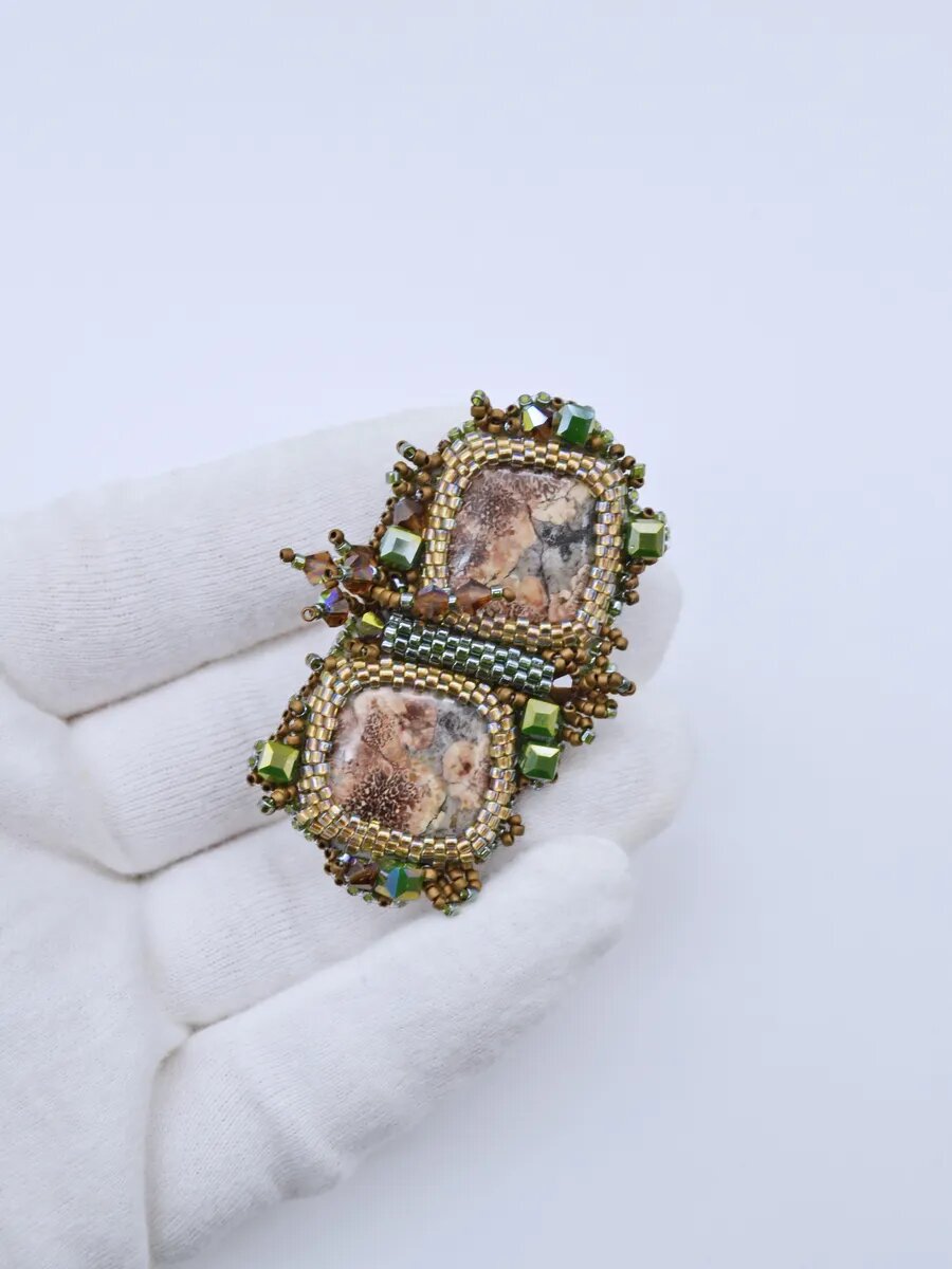 Брошь, кристалл, кристаллы Swarovski, бисер