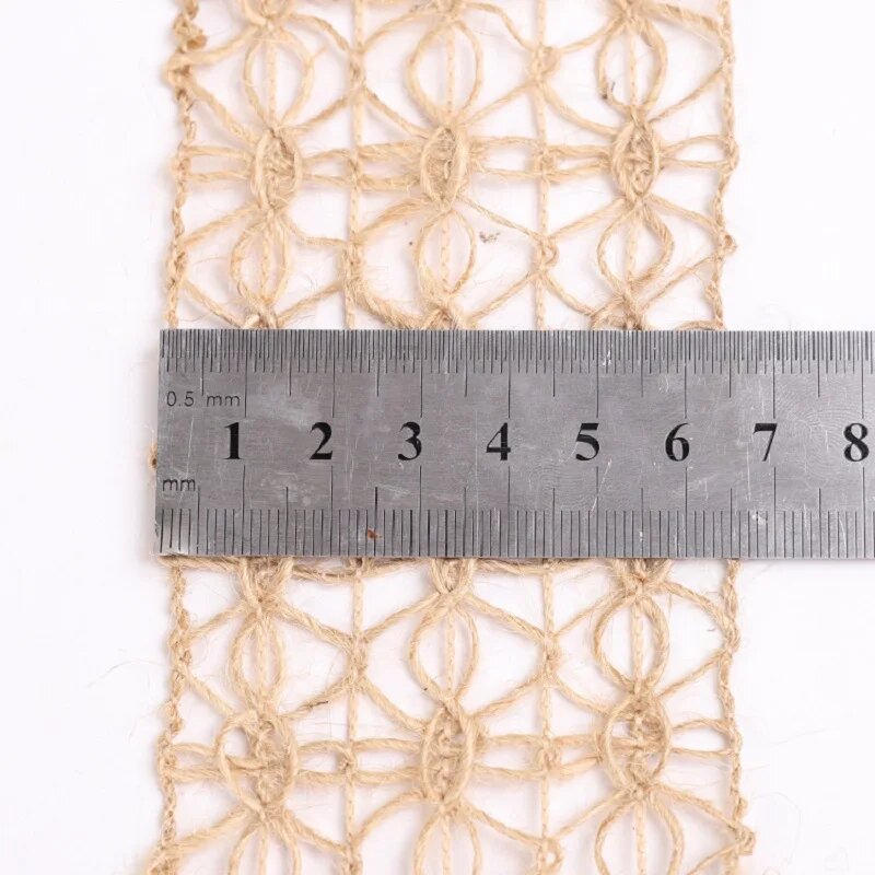 Джутовая лента с кружевом 2м A-width 6.5cm