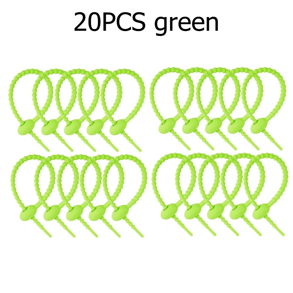 Силиконовые кабельные стяжки SZKOSTON 20PCS Green