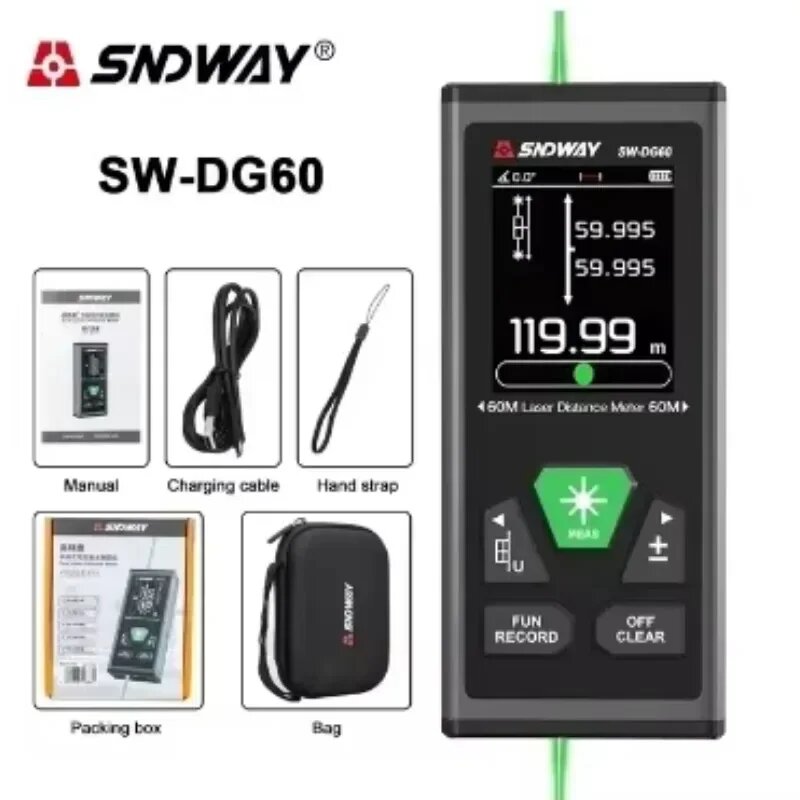 Лазерный дальномер 2026 SW-DR60 60/100 м Green Laser 60M