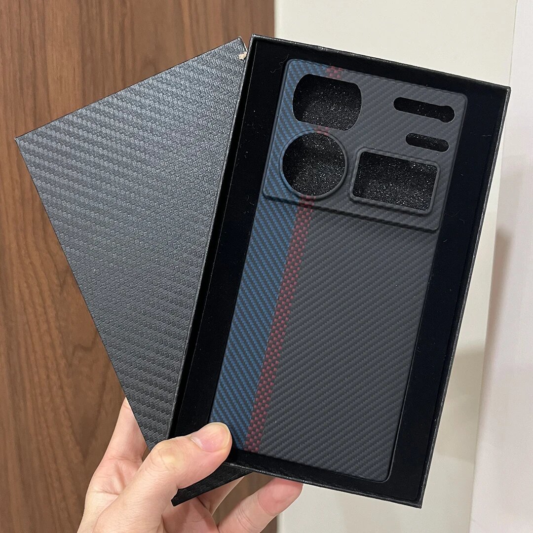 Роскошное настоящее углеродное волокно противоударный Черный, Blue Black 600D, For Nubia Z60 Ultra