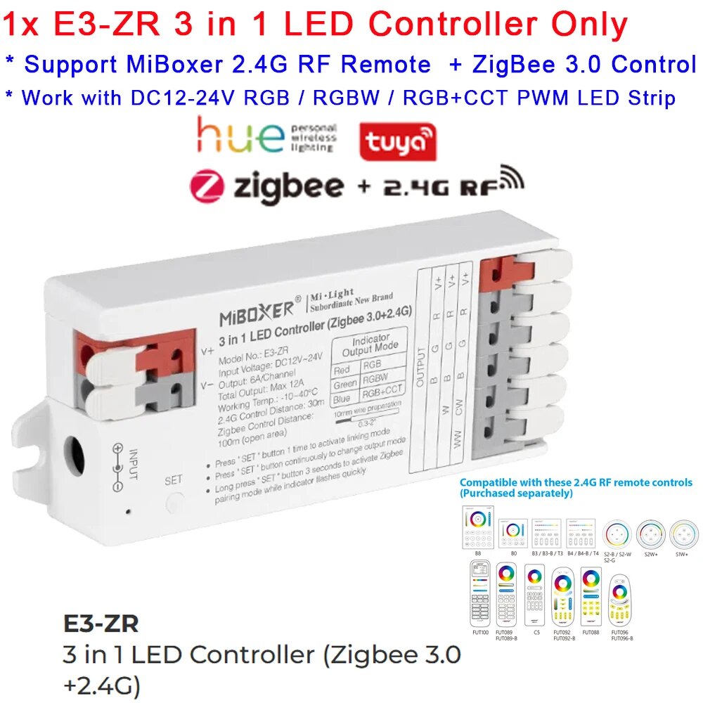 MiBoxer RGB Контроллер E2-RF E3-RF E2-WR E3-WR E2-ZR E3-ZR для светодиодных лент E3-ZR 2.4G ZigBee