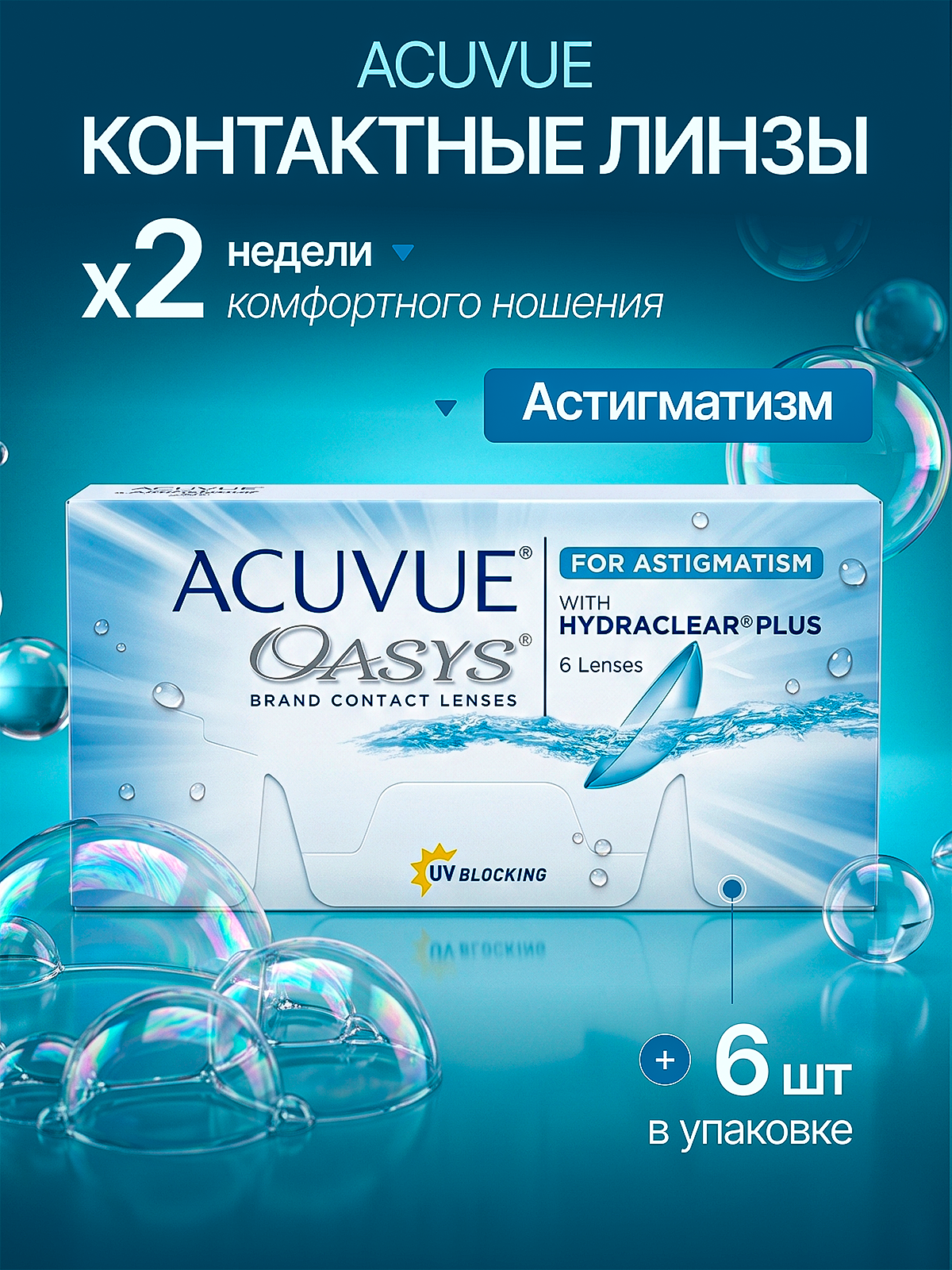 Acuvue Oasys for Astigmatism 6 шт. -01.25/ -01.75/ 50