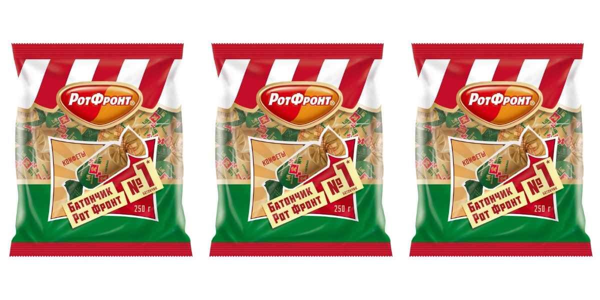 РотФронт Конфеты Батончики с орехами 250 г, 3 шт