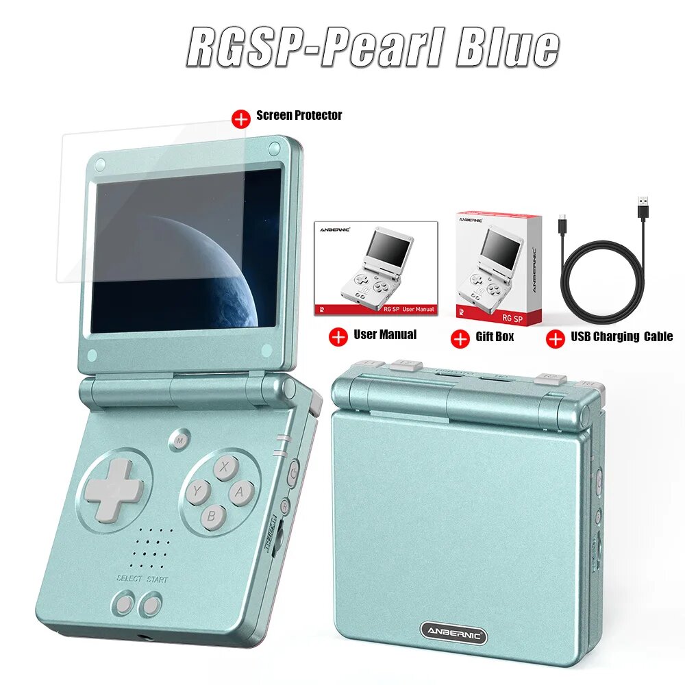 Anbernic RGSP портативная игровая консоль 3.4", 16 Гб 16G(0 Games), Pearl Blue