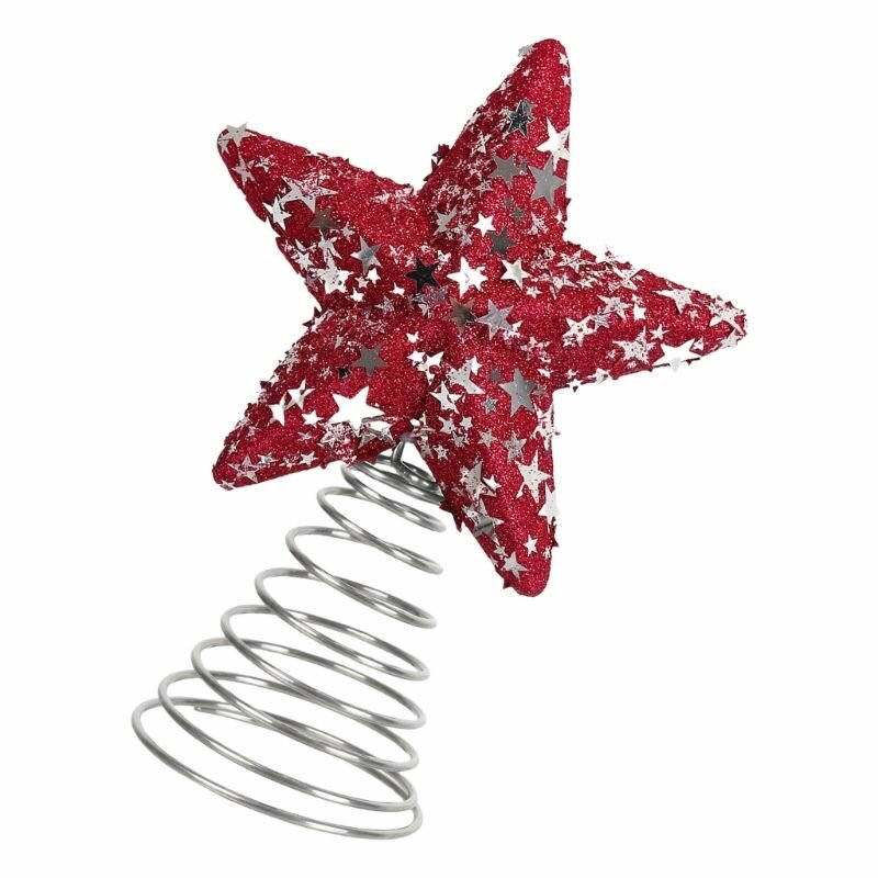 Пятиконечная звезда с цветными блестками на День независимости, реквизит для украшения Рождественской елки-красная пятиконечная звезда-серебряные блестки