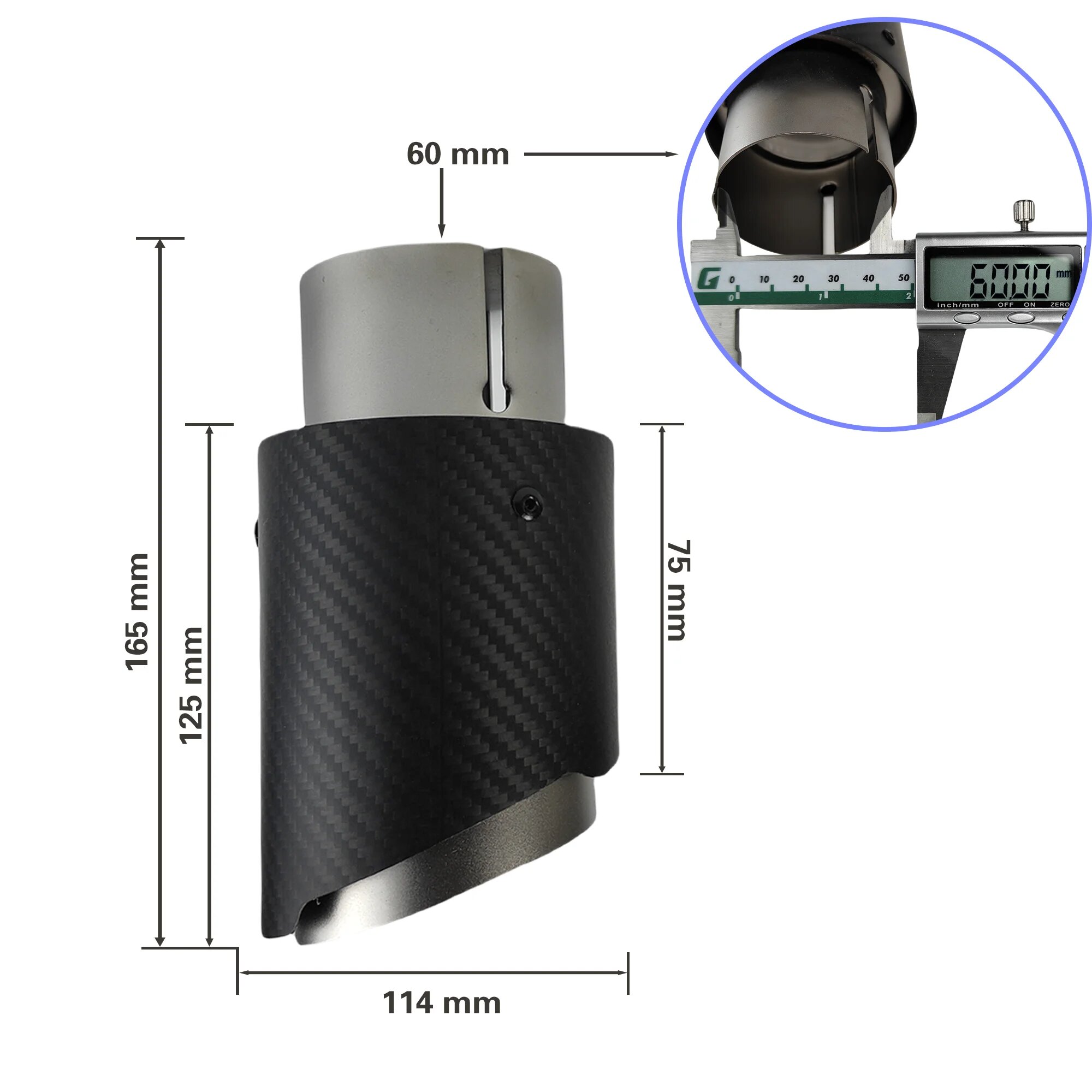 1 шт, универсальный автомобильный глушитель из углеродного волокна, из нержавеющей стали, 60mm-114mm