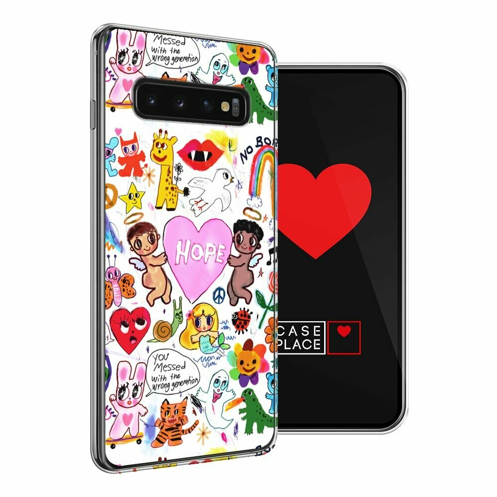 Чехол на Samsung Galaxy S10 + / Самсунг Галакси S10 Плюс с принтом "Милые рисунки" — фото 1