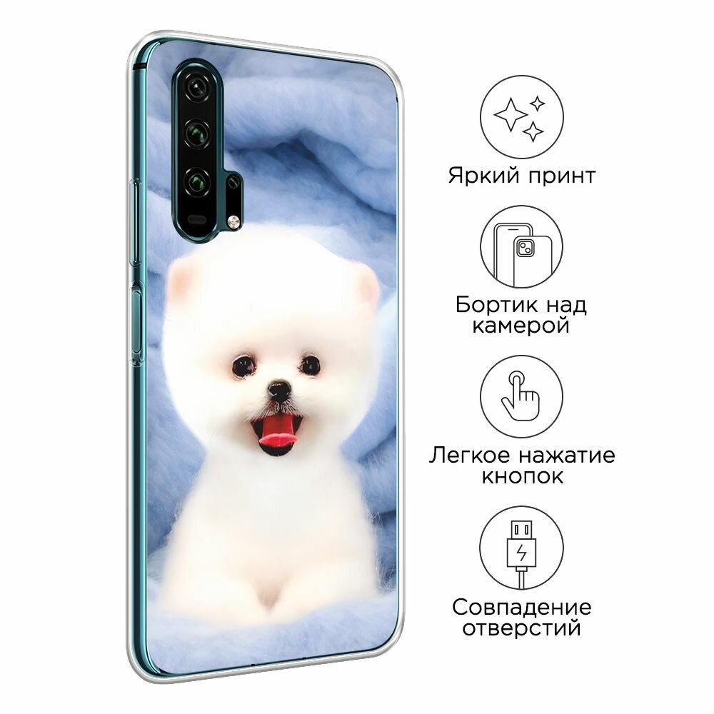 Силиконовый чехол на Honor 20 Pro / Хонор 20 Про с принтом Белый пёсик — фото 1
