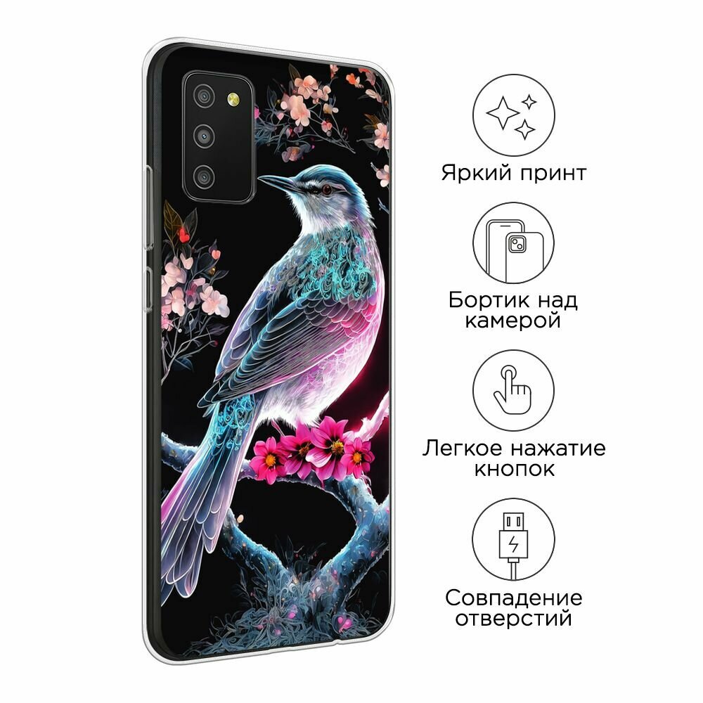Чехол на Samsung Galaxy A02s / Самсунг Галакси A02s с принтом "Птица на цветущем дереве" — фото 1