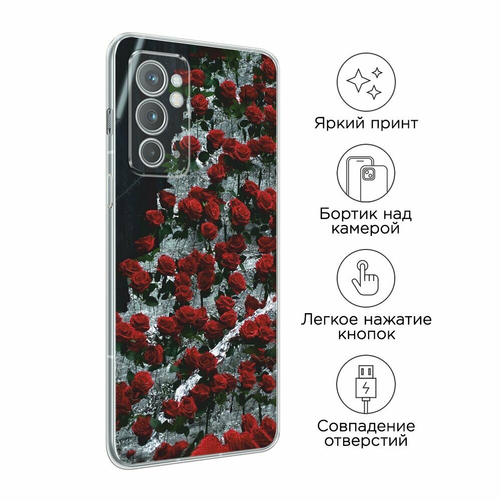 Чехол на OnePlus 9RT / ВанПлас 9RT с принтом Цветущие алые розы — фото 1