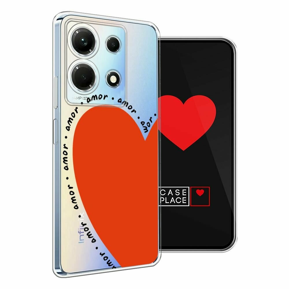 Чехол на Infinix Note 30 4G / Инфиникс Нот 30 4G с принтом "amor heart 2 - 14 февраля", прозрачный — фото 1