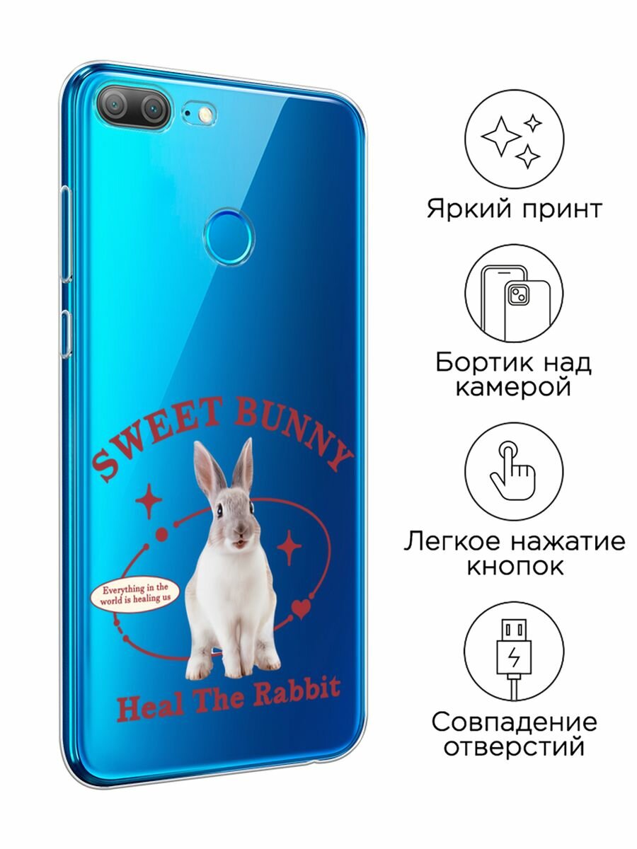 Чехол на Honor 9 Lite / Хонор 9 Лайт с принтом "Heal the rabbit", прозрачный — фото 1