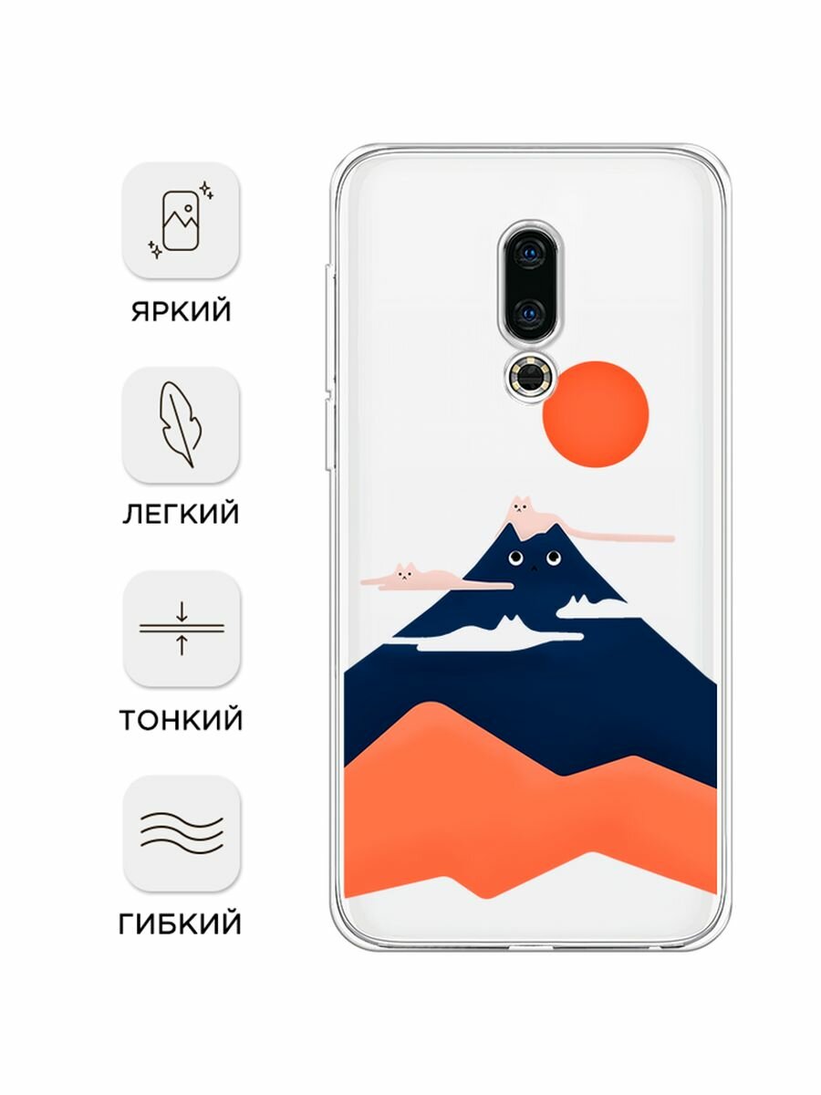 Чехол на Meizu 16th / Мейзу 16th с принтом "Кот-гора", прозрачный — фото 1