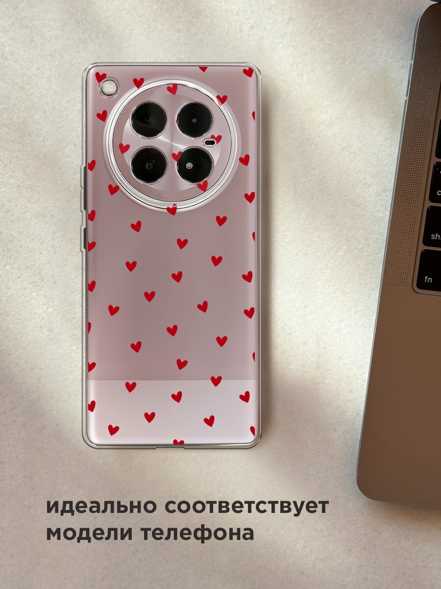 Чехол на Infinix Zero 40 4G / Инфиникс Зеро 40 4G с принтом "Red hearts", прозрачный — фото 1