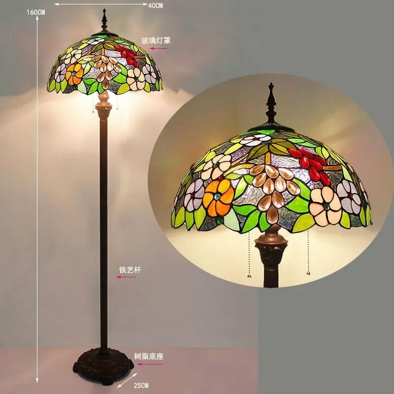 LumeLux-Красивый и элегантный светильник Тиффани в стиле барокко с латунным основанием для гостиной