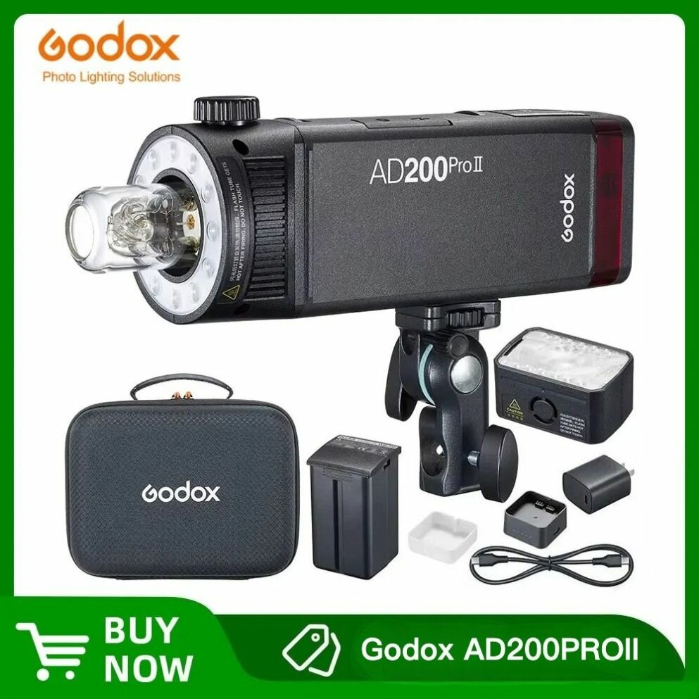 Godox AD200proII 200W TTL HSS 2.4G Беспроводная камерная карманная вспышка, совместимая с X3 для Nikon, Canon, Sony, Fuji Olympus