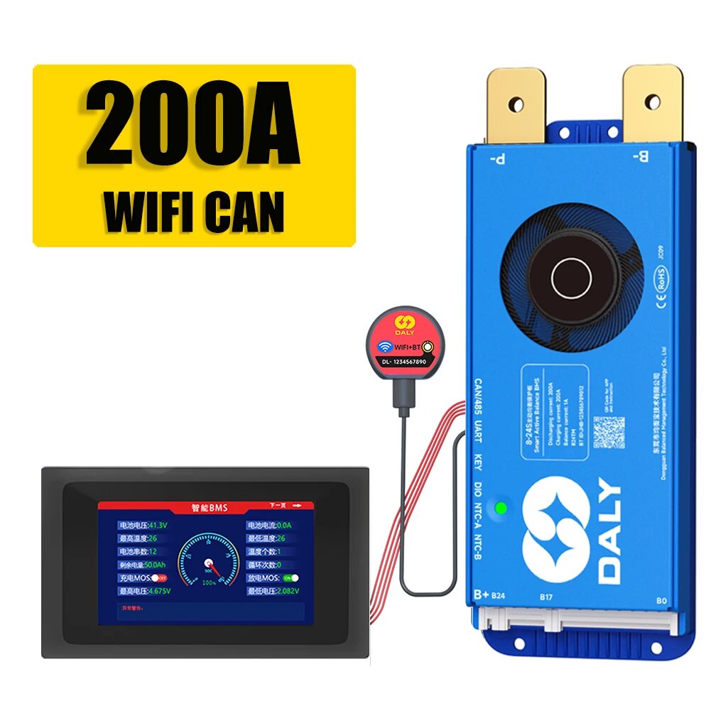 Daly BMS 200A 4S-8S WiFi CAN с LCD 4.3"