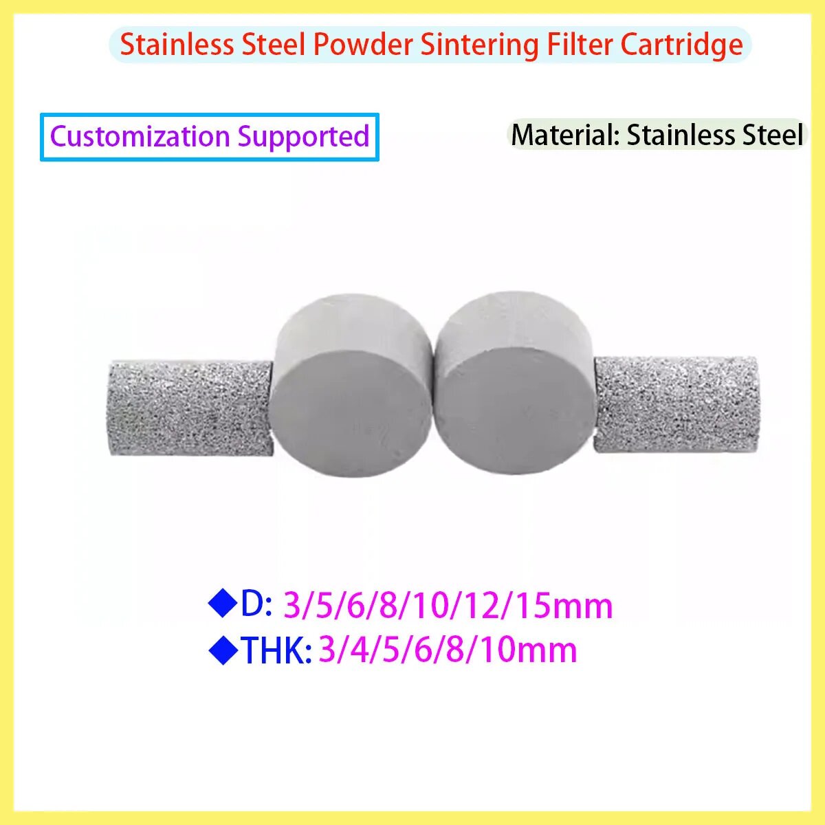 Фильтрующий элемент из нержавеющей стали 3/4/5/6/8/10 мм 8X10mm 5pcs, 5um