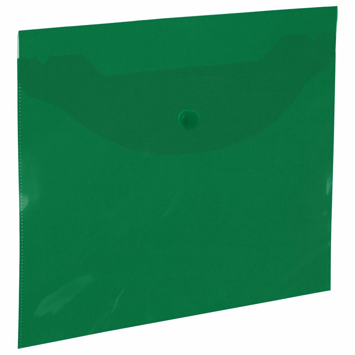 Папка-конверт на кнопке Brauberg Universal (А5, 150мкм, пластик) прозрачная зеленая (273069)