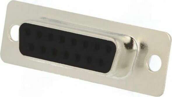 Разъем ENCITECH DB15-SS Разъем D-Sub PIN: 15 вилка "мама" на провод пайка Цвет: черный 1шт