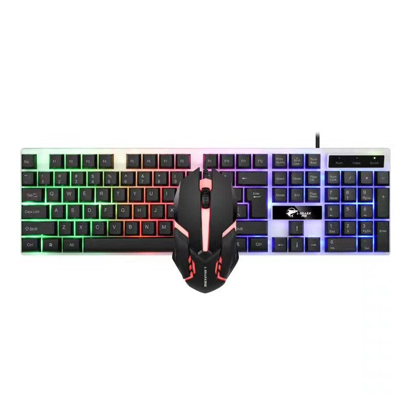 Игровой набор клавиатуры и мыши, проводной, подсветка, черный