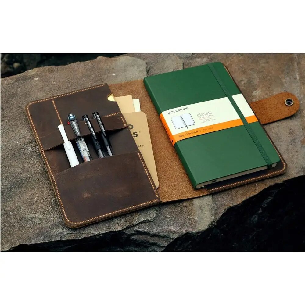 Кожаная обложка D&M Leather Studio Large size Personalized Free Engraving для Moleskine