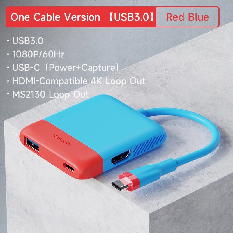 Hagibis MS2130 док-станция для Switch, One Cable-Blue Red