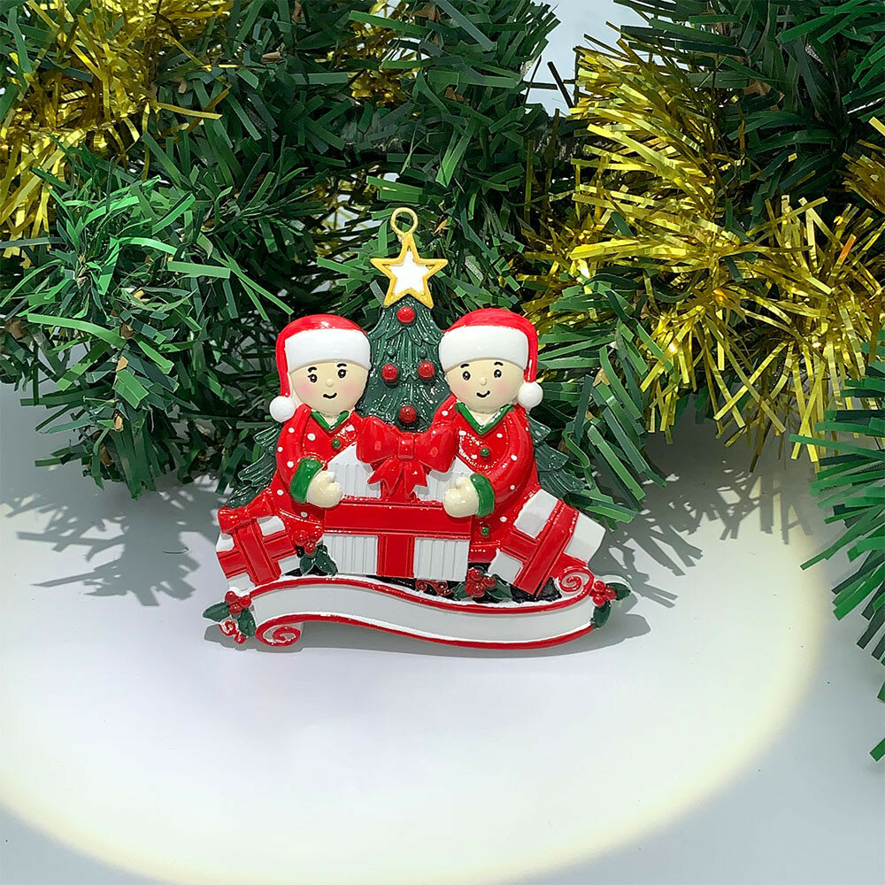 Современные рождественские украшения из смолы с сердечными голубями для волшебного декора, 2 куклы