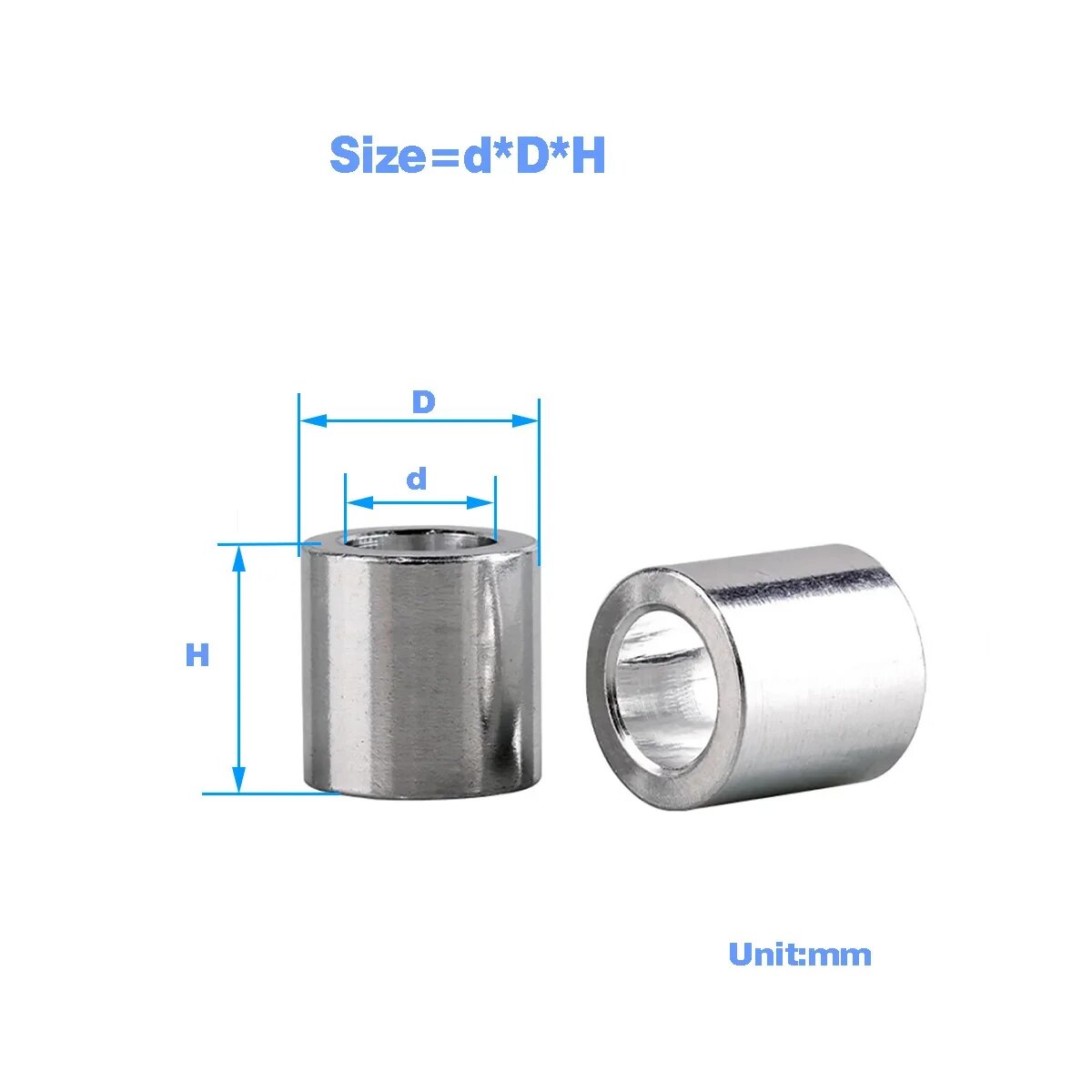 Внутренний диаметр M2M3M4M5M6 Круглая алюминиевая втулка/втулка вала из алюминиевого сплава/прямая колонна