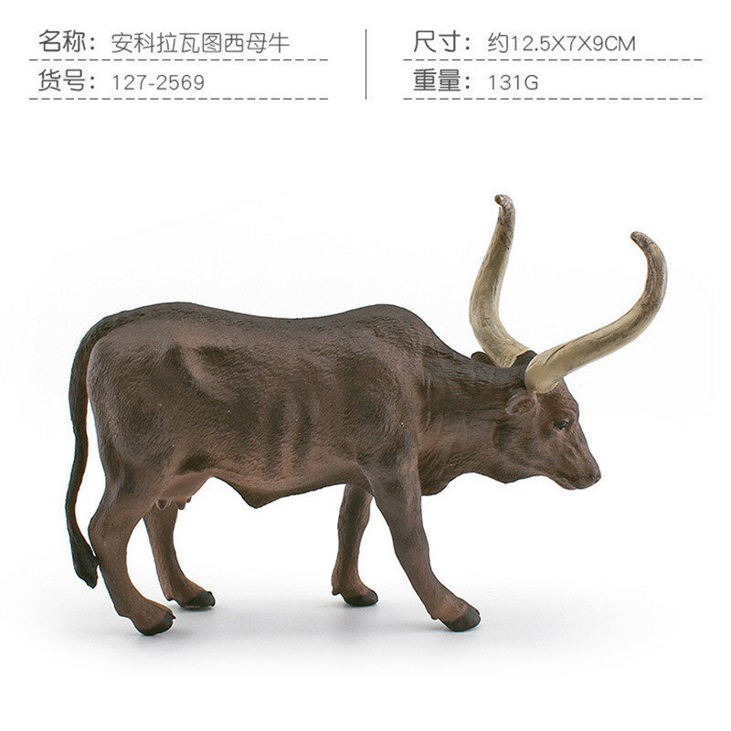 Realistic pvc texas longhorn bull and vatuzi cow model for collectors and decor ankole watusi cow
