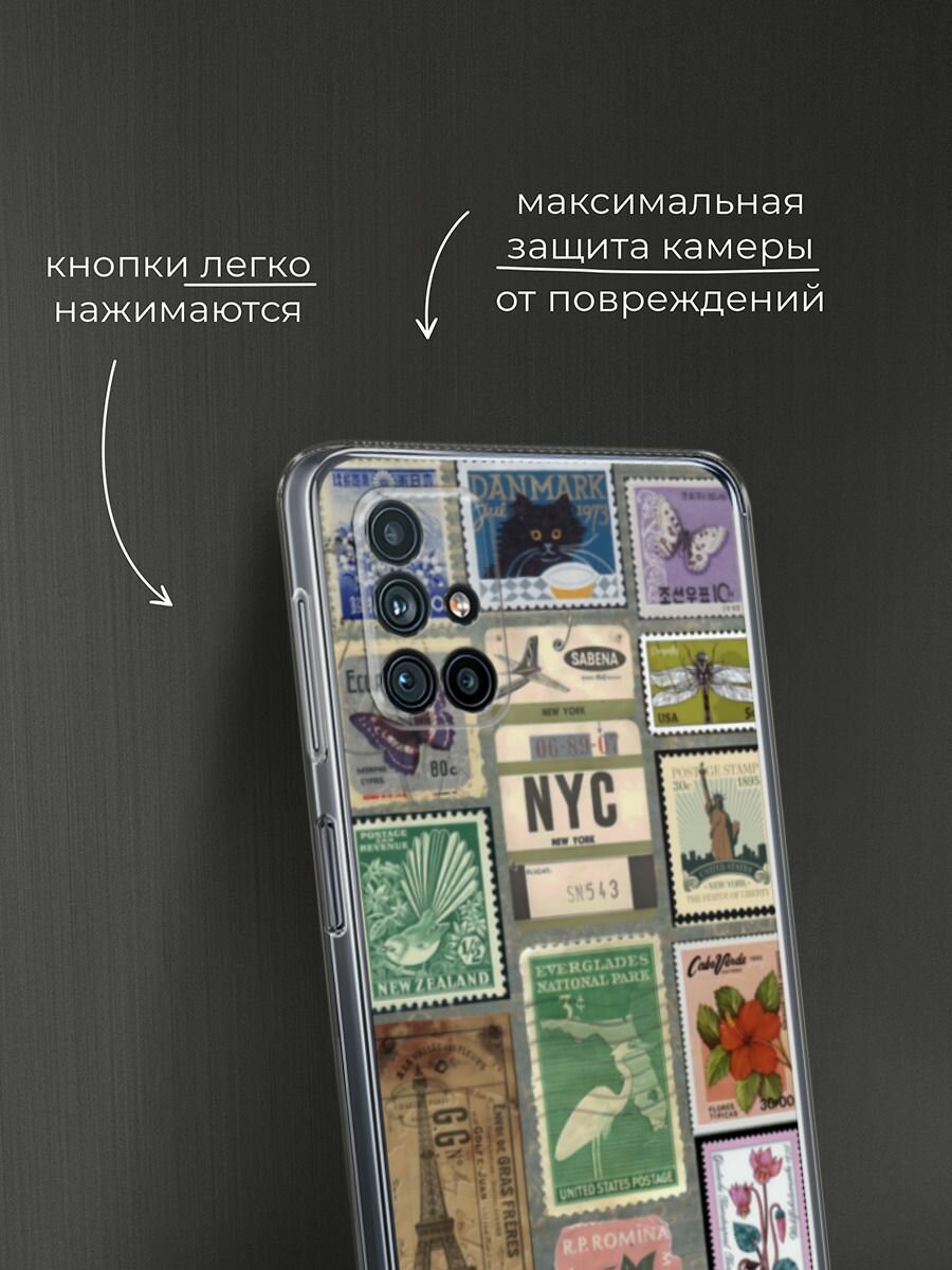 Чехол на Samsung Galaxy M31s / Самсунг Галакси M31s с принтом Коллаж из марок — фото 1