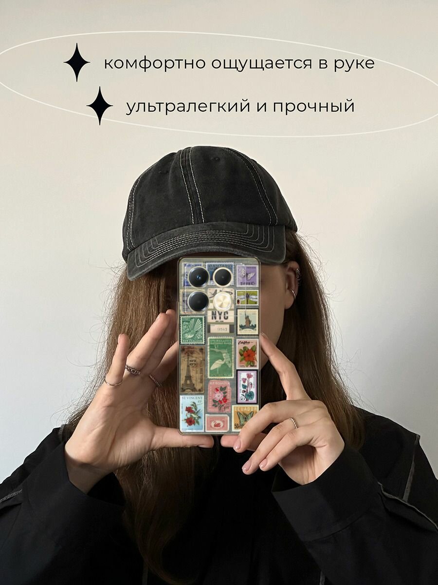 Чехол на Infinix Note 40 / Инфиникс Нот 40 с принтом Коллаж из марок — фото 1