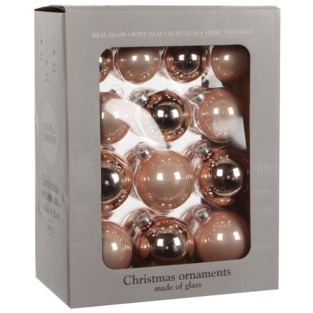 Набор стеклянных шаров Розовое Просекко, 5-7 см, 26 шт, Edelman, 1028722/86455