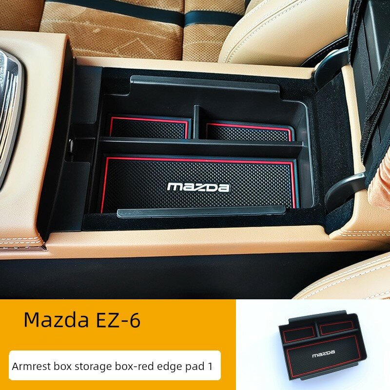 Mazda EZ-6 2024-2025 gody: rukoyatkiy storage box s krasnoy krayevoy nakladkoy, 1 sh-ta dlya avtomobilya