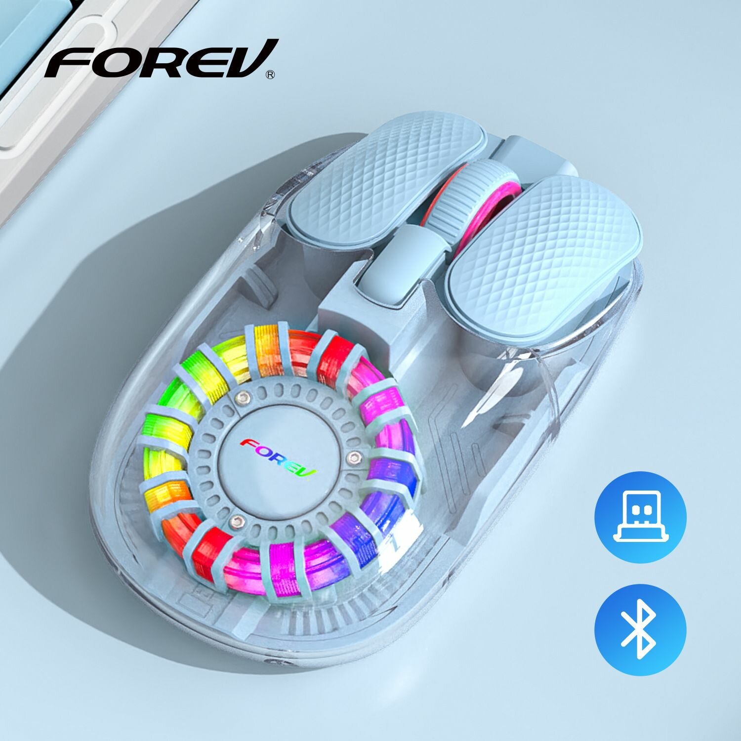 Беспроводная прозрачная зарядка Bluetooth двухрежимная RGB эргономичная Bluetooth-мышь