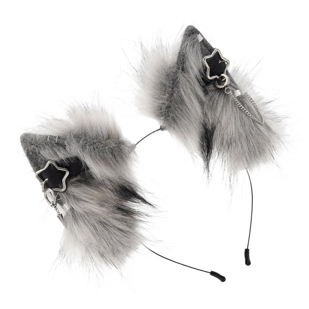 Handmade Furry Cats Ear Headbands with Earrings for Cosplay and Party Costume