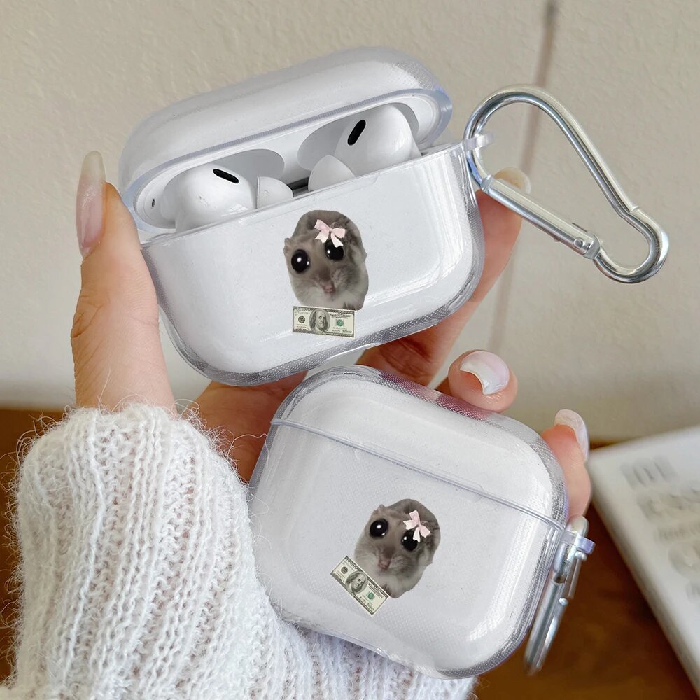Чехол для AirPods Pro 2 Im Just A Girl Sad Hamster Серебряный, For Airpods 4, 5