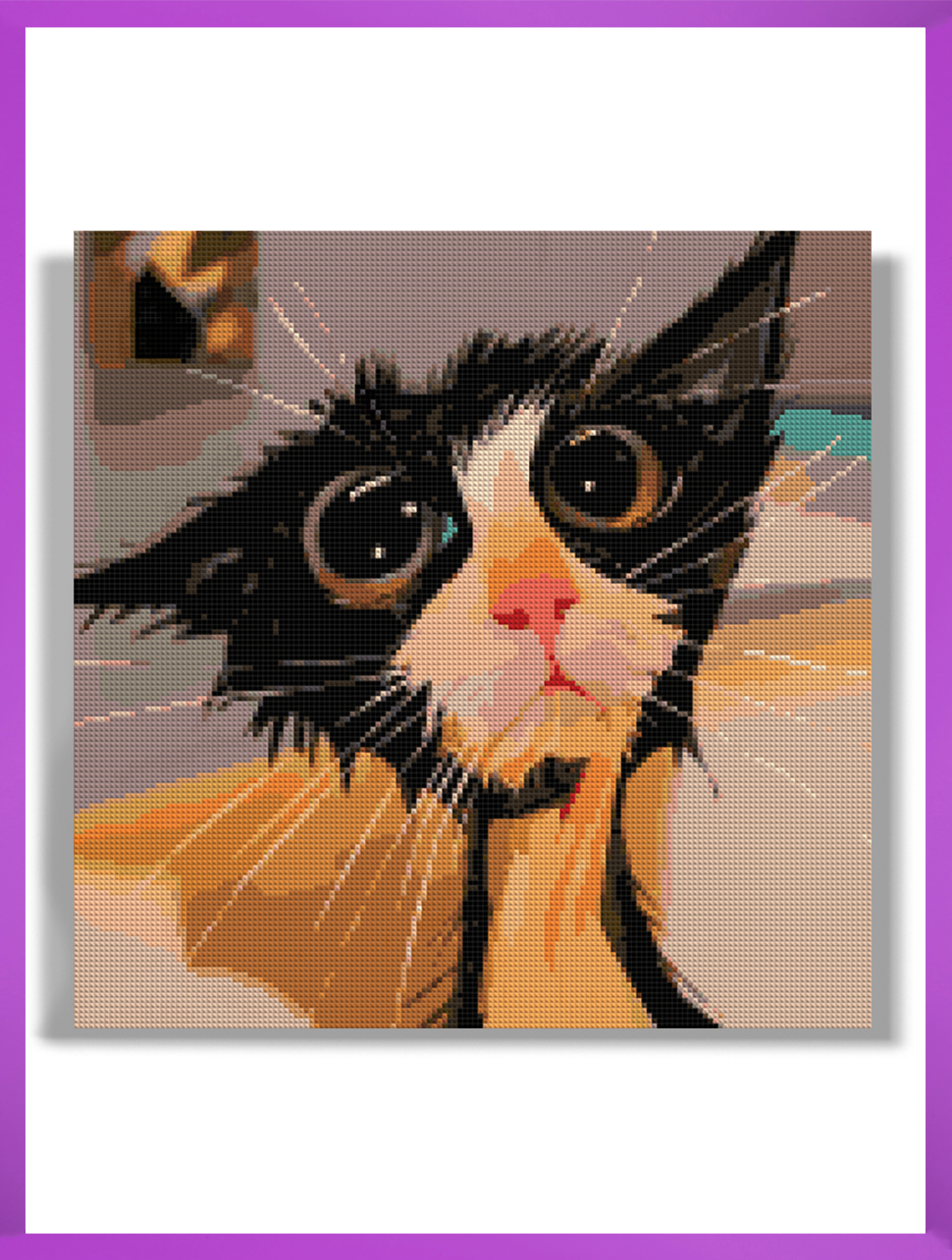 Алмазная мозаика на подрамнике - вышивка Мокрый кот 40 х 40 см