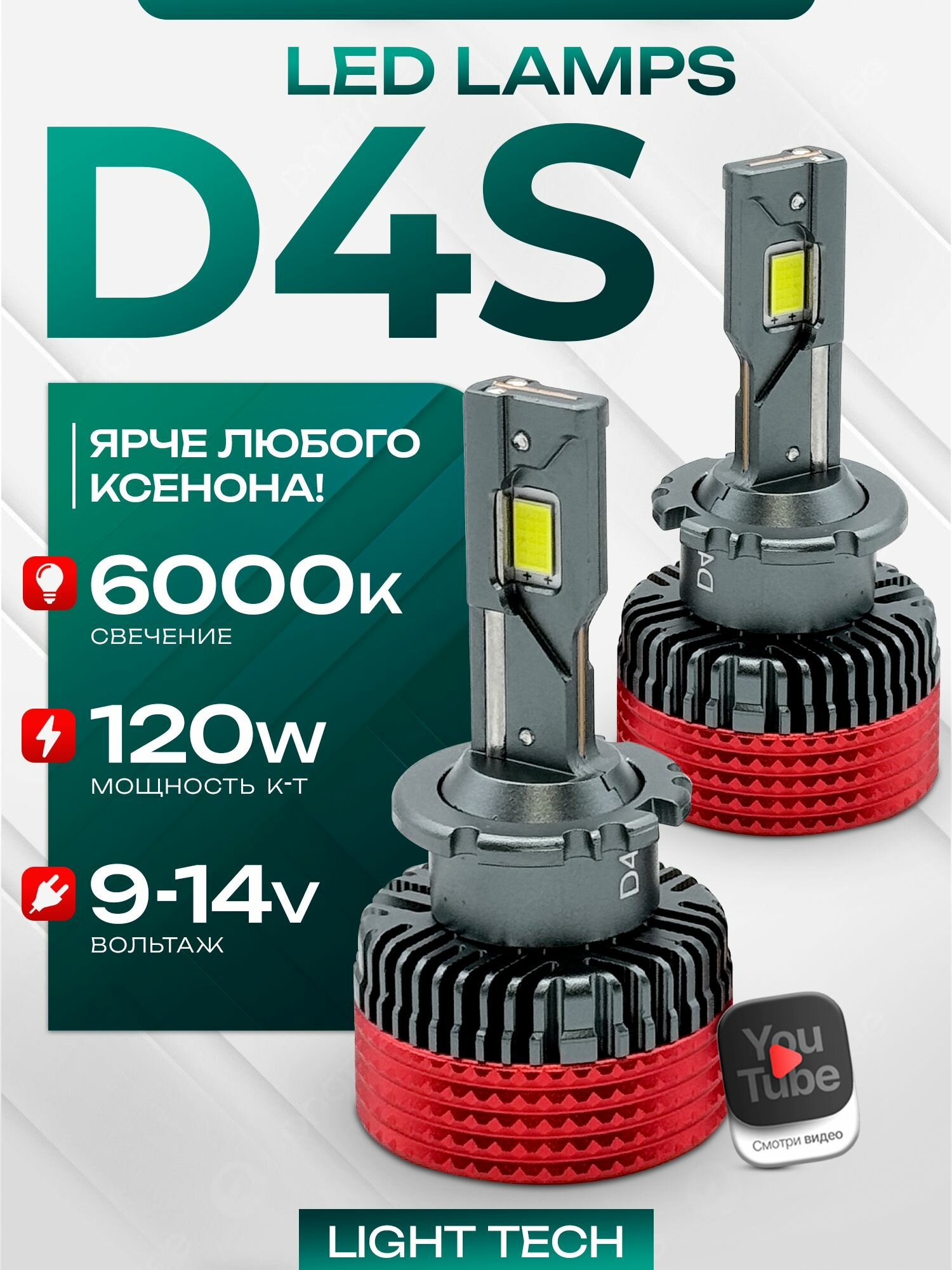 Светодиодные лампы ZMB D4S LED 50w на Toyota Camry XV40 2006-2011 / для замены штатных ксеноновых ламп Д4С для Тойота Камри XV40