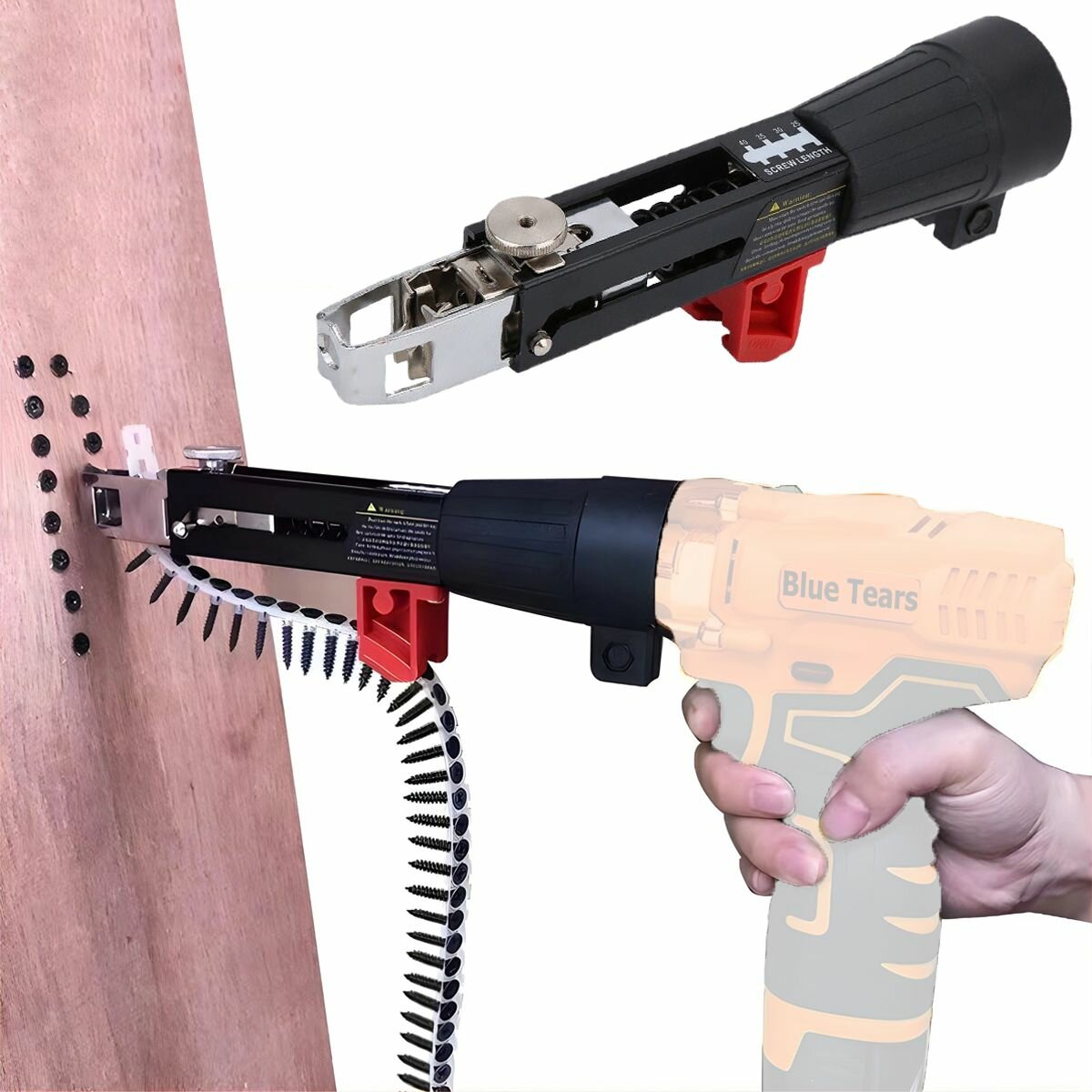 Приспособление для шуруповерта с автоматической подачей саморезов, адаптер-пистолет для быстрой установки на ленте, инструмент для автоматического завинчивания болтов и шурупов, переходник для дрели-5