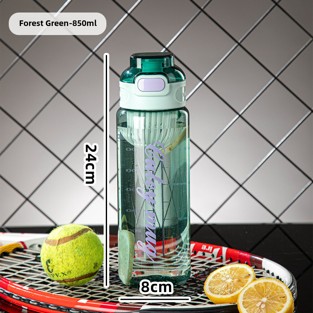 Summer Sports Water Cup Drop-resistant Boys' Student Fitness Portable Handicraft Cup Plastic Water Bottle Kettle (850ml-Forest Green, 500ml-1000ml)