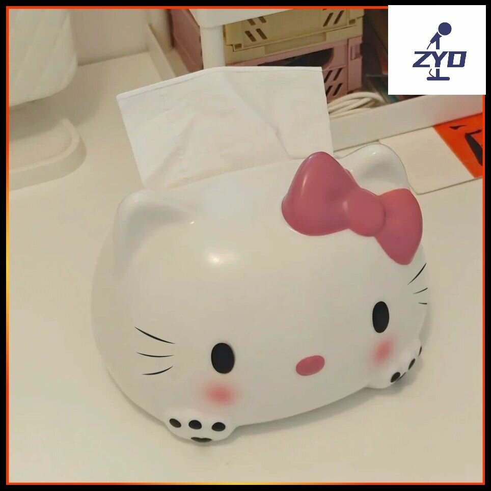 Салфетница в виде Hello Kitty, с розовым бантом, белая, для детской комнаты