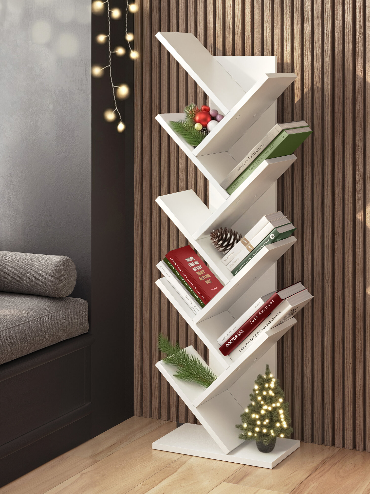 Книжный стеллаж напольный белый - стеллаж для книг, этажерка для дома, стеллаж для игрушек