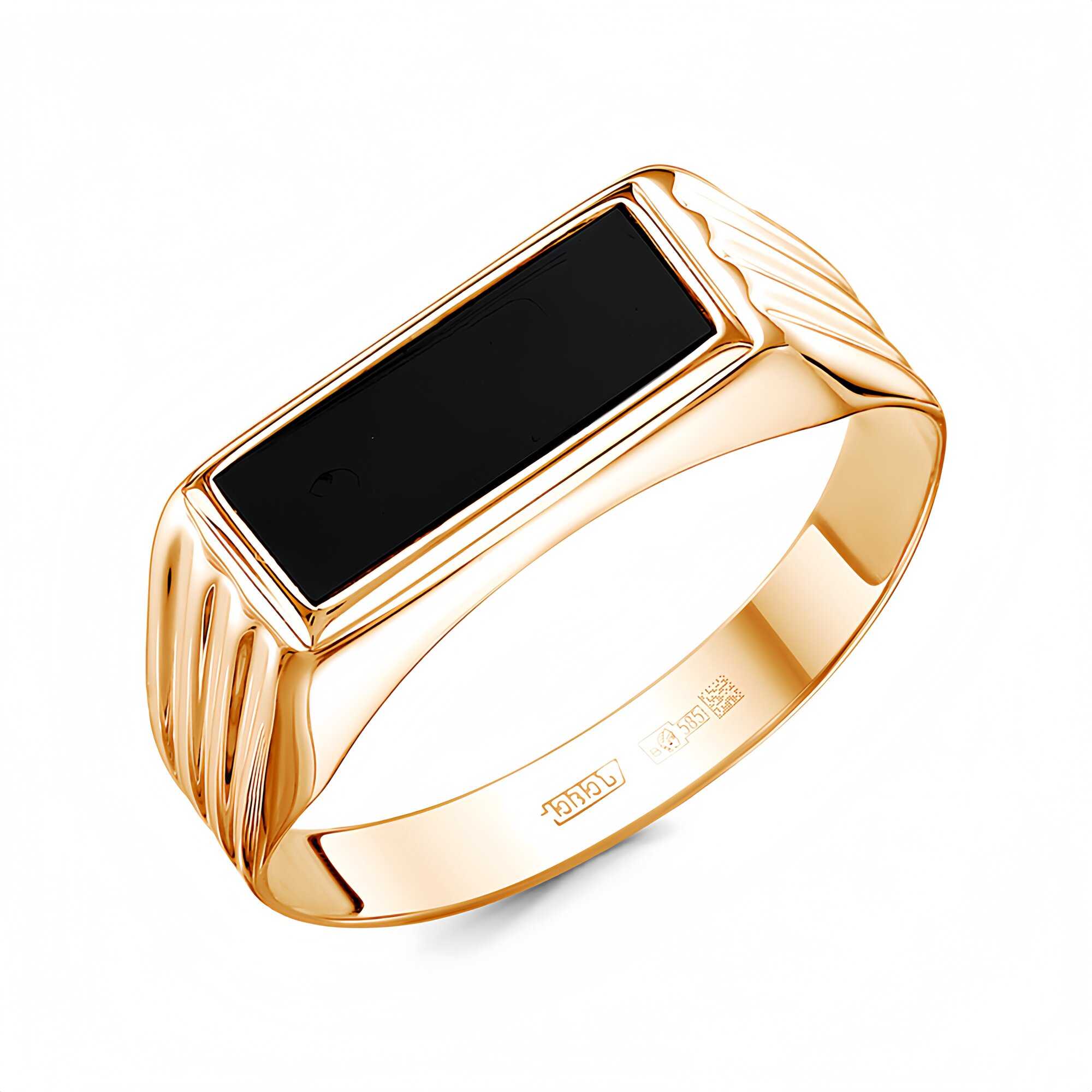 Печатка, красное золото, 585 проба, фианит