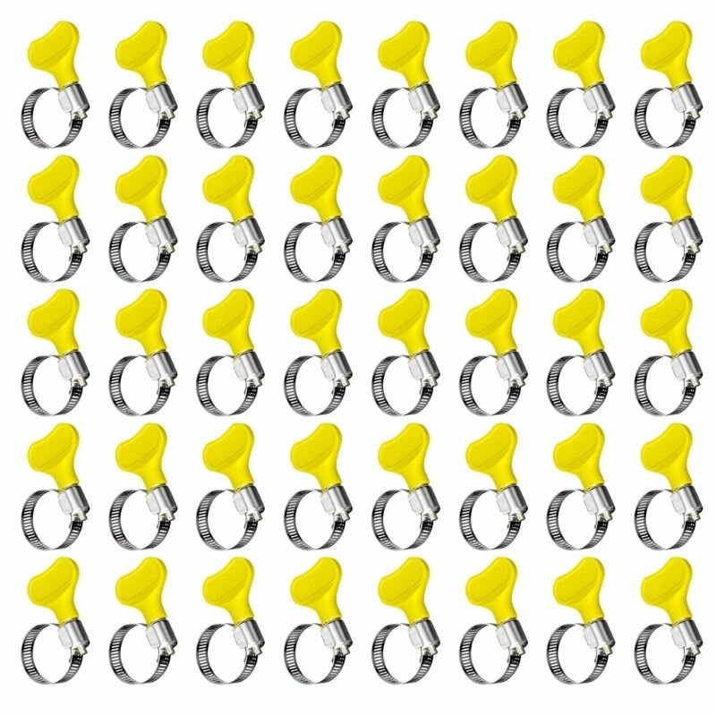 Упаковка из 40 самозатягивающихся и фиксирующихся хомутов для шланга американского типа нержавеющей стали с ручкой-16-25 мм