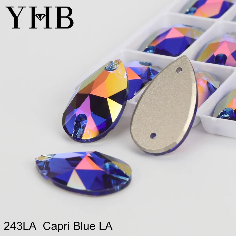 Стразы YHB 243LA Capri Blue, 10.5x18 мм, 24шт