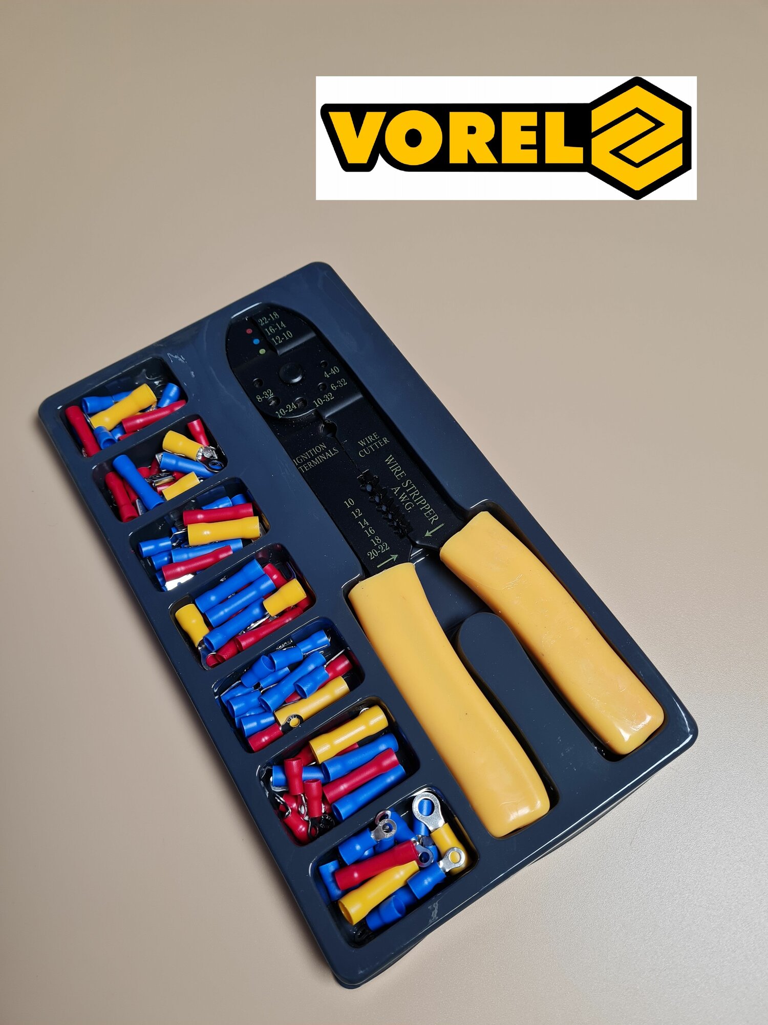 Клещи для обжима VOREL + вилки и кольца под обжим, сталь 44-47HRC, 45050