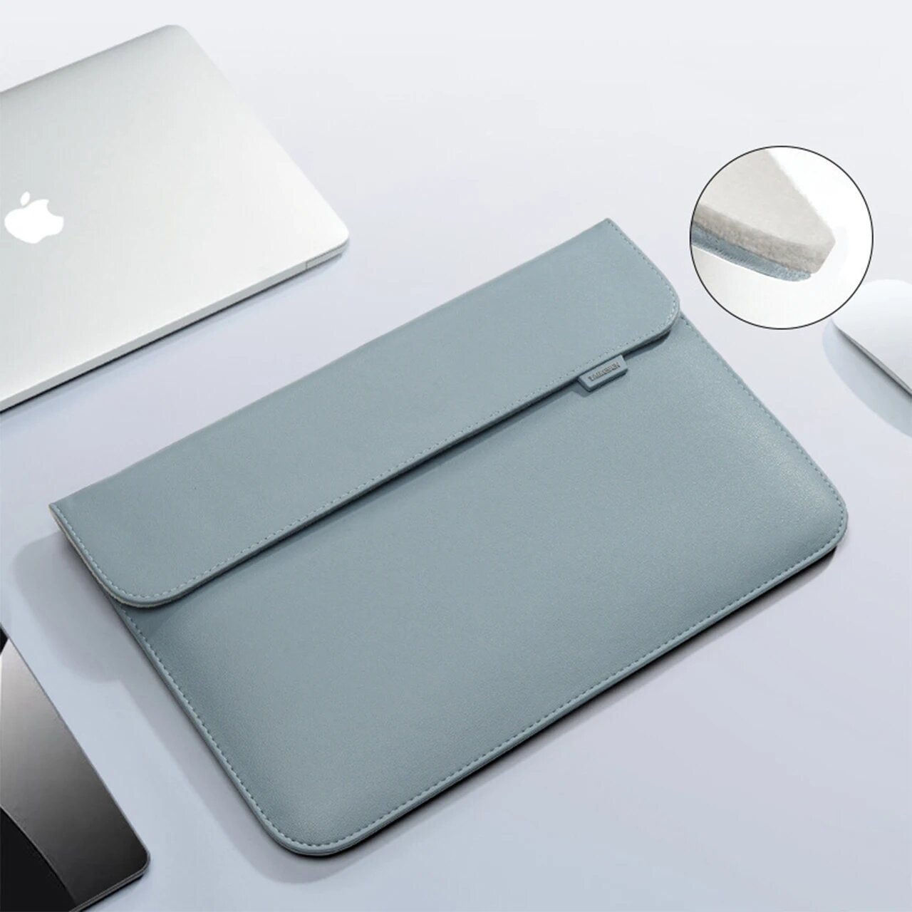 Чехол для ноутбука из искусственной кожи для Macbook Air Pro 13 16 For 13-13.3 Inch, Haze Blue