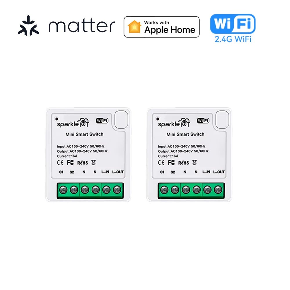 Matter Wi-Fi умный выключатель света 16А 2PCS